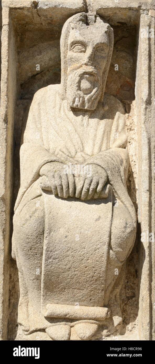 Sculpture at the Door of Forgiveness in the cathedral of Santiago de ...