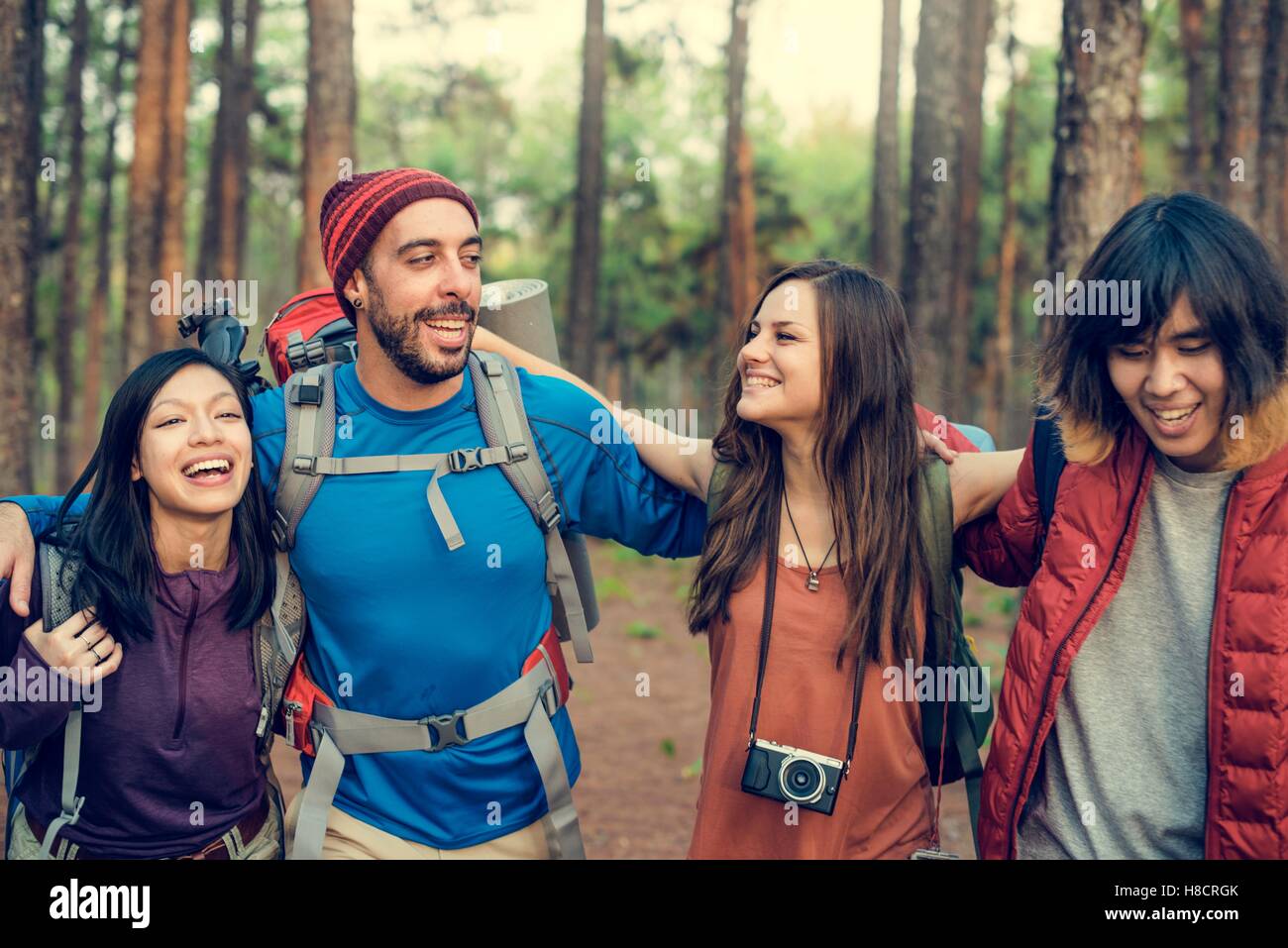 Friends Explore Nature Outdoors Concept Stock Photo - Alamy