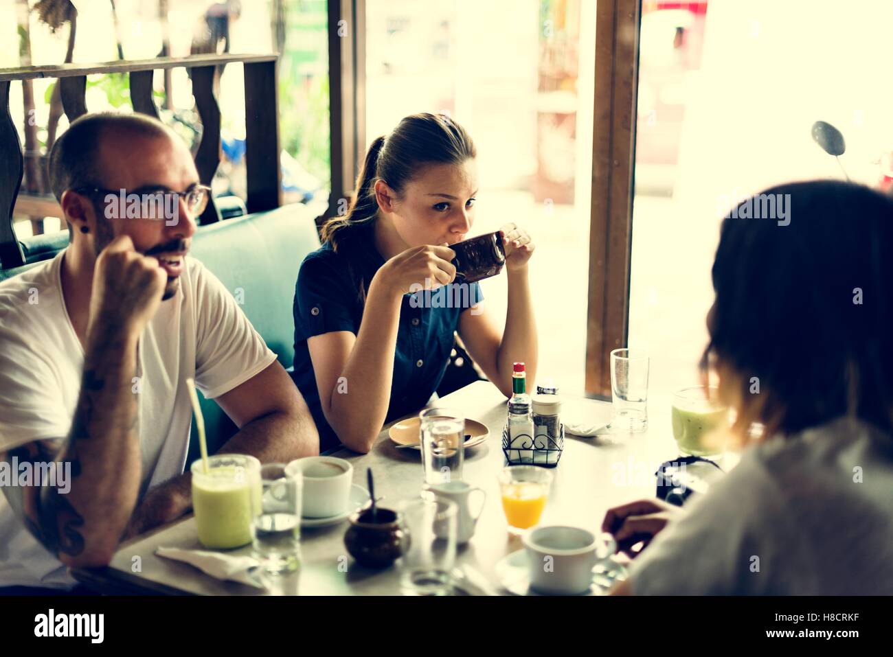 Group Of People Drinking Coffee Concept Stock Photo - Alamy