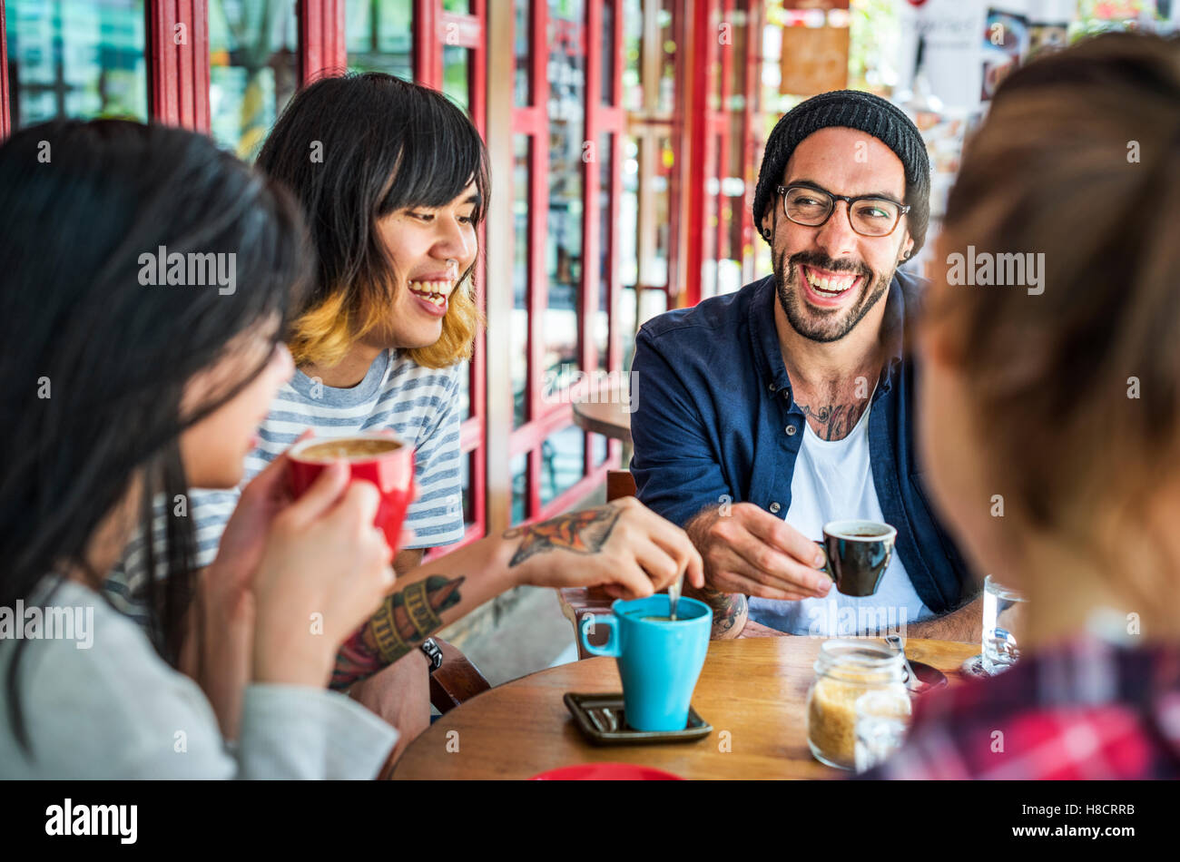 Group Of People Drinking Coffee Concept Stock Photo - Alamy