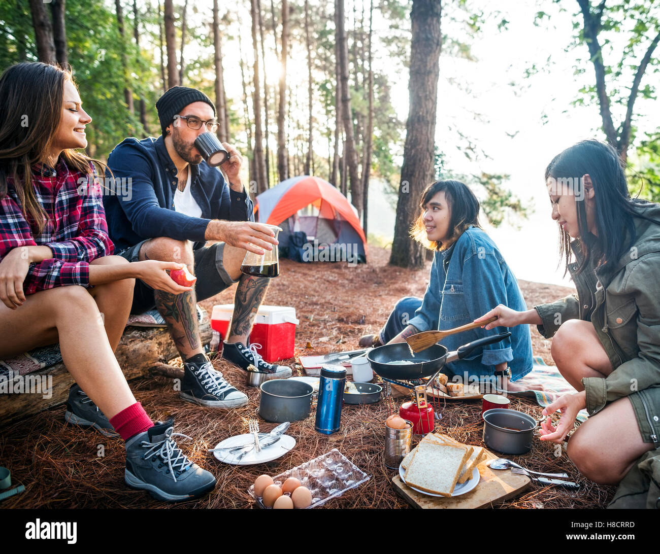 People Friendship Hangout Traveling Destination Camping Concept Stock ...