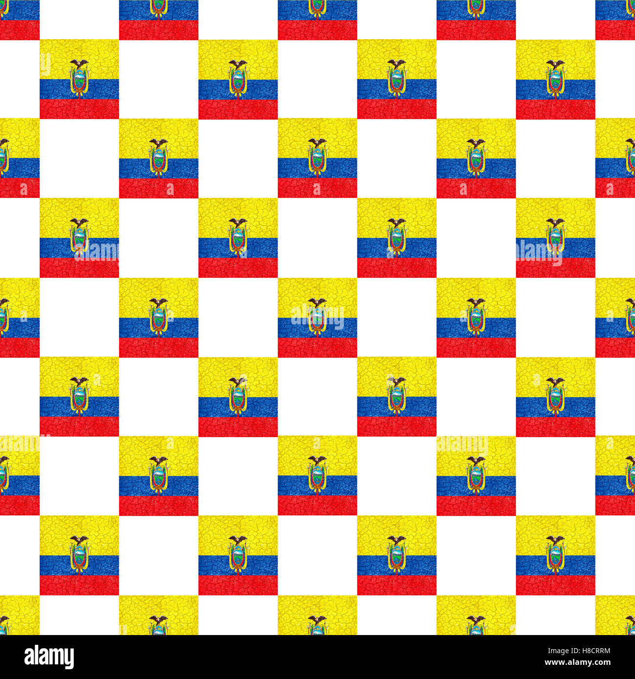 Ecuador national flag motif seamless pattern in grunge style design ...