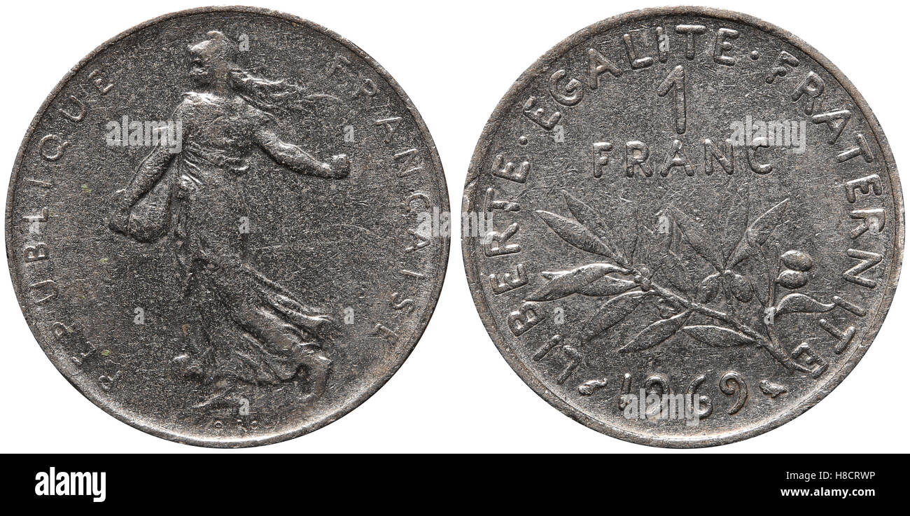 One Franc coin formerly used in France Stock Photo - Alamy