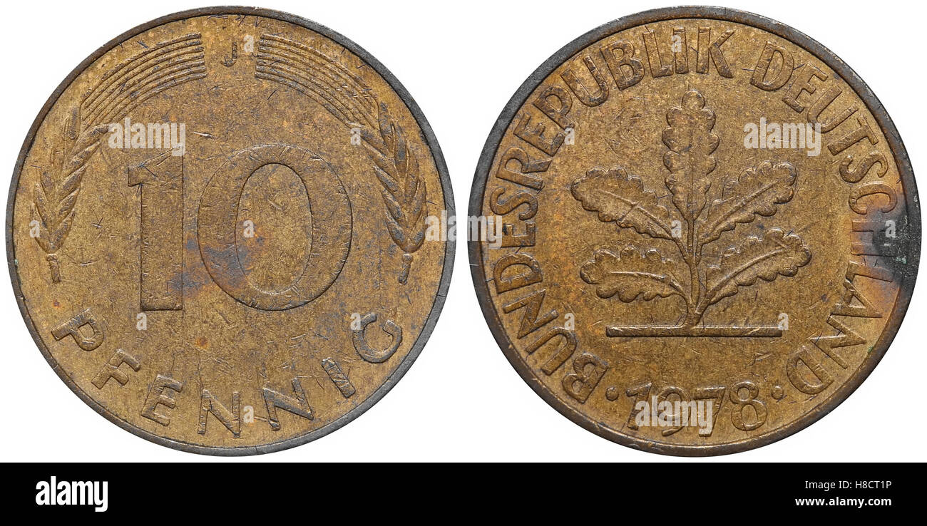 Ten Pfennig coin formerly used in Germany Stock Photo - Alamy