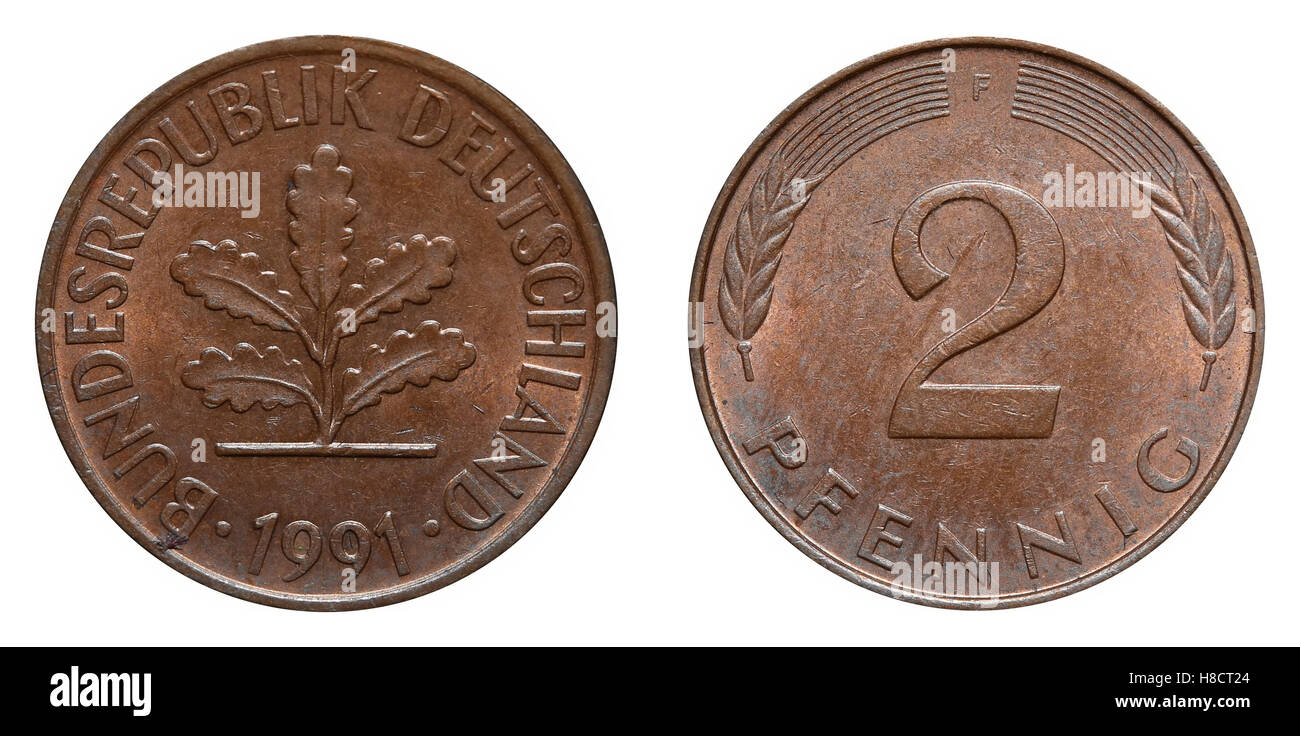 Two Pfennig coin formerly used in Germany Stock Photo - Alamy