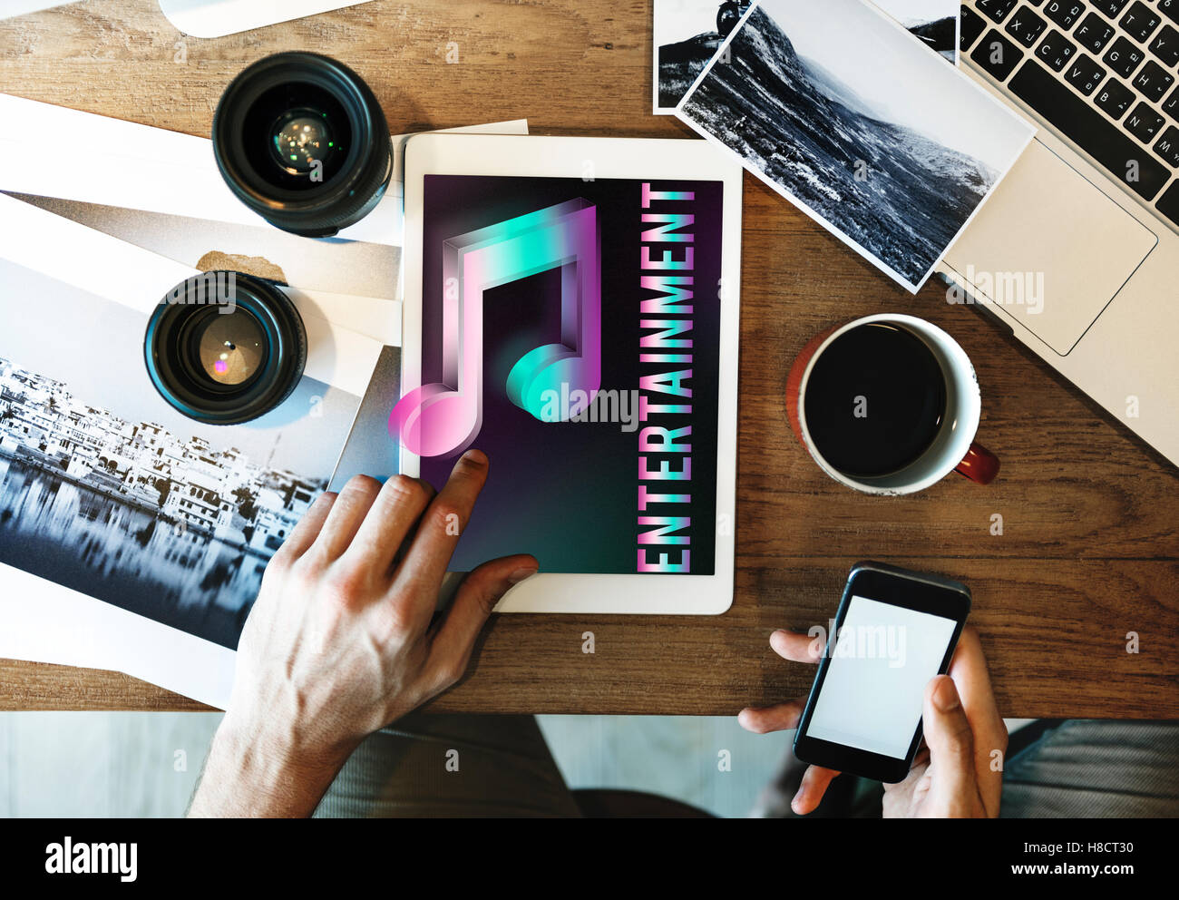 Digital Music Streaming Multimedia Entertainment Online Concept Stock ...