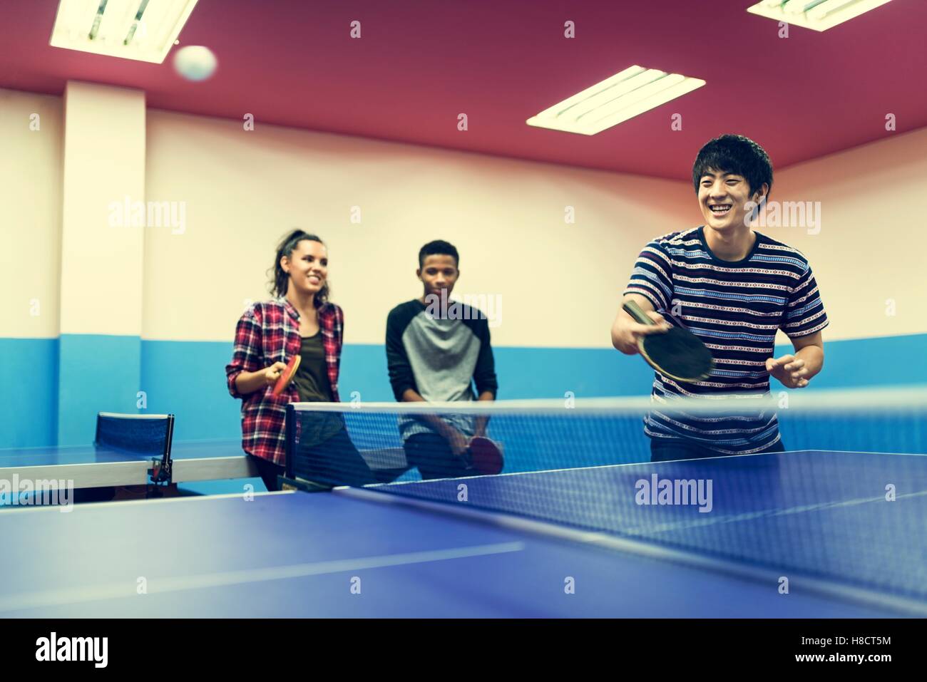 Table Tennis Ping-Pong Friends Sport Concept Stock Photo - Alamy