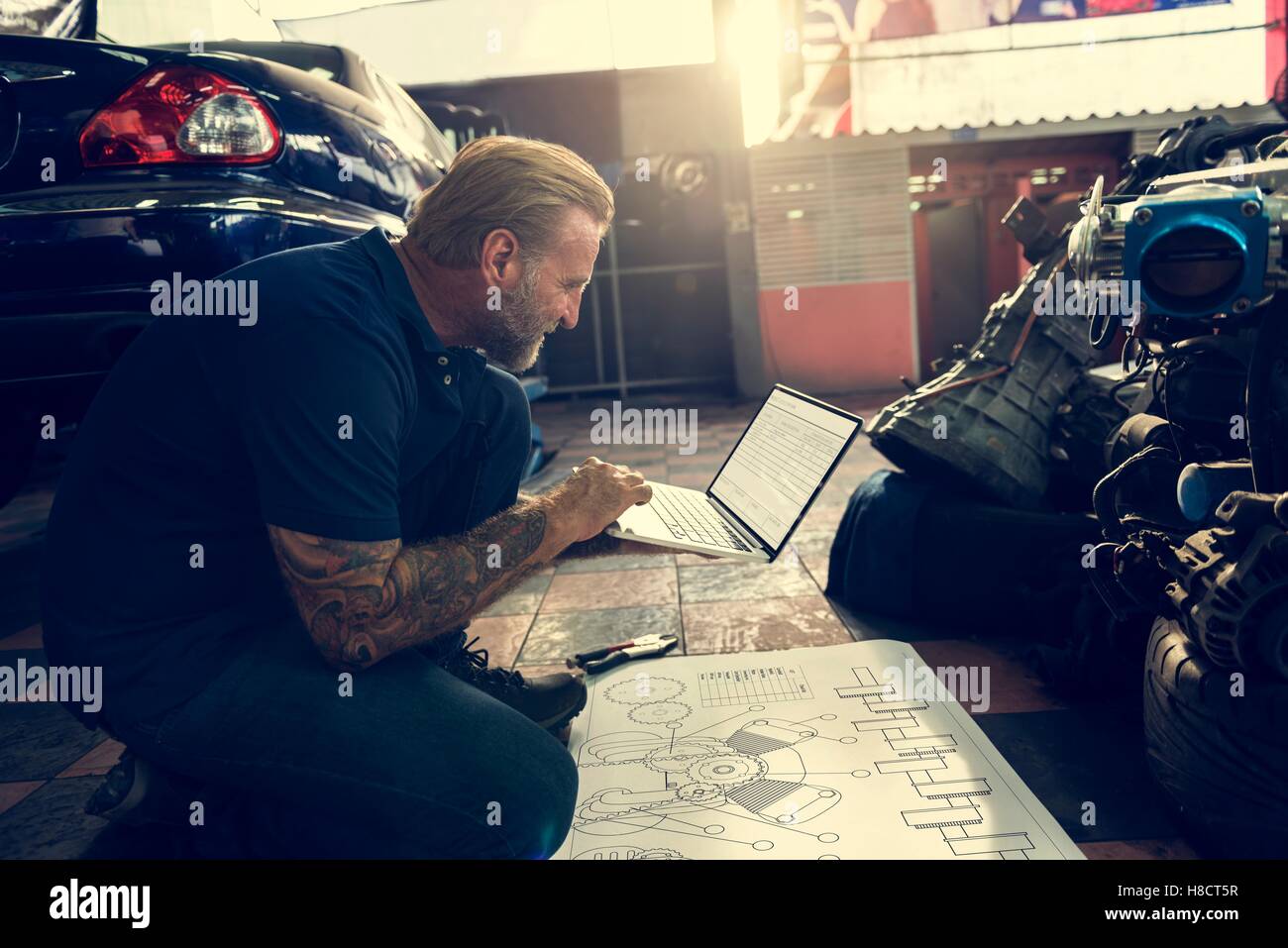 Construction Master Plan Draft Blueprint Male Concept Stock Photo - Alamy