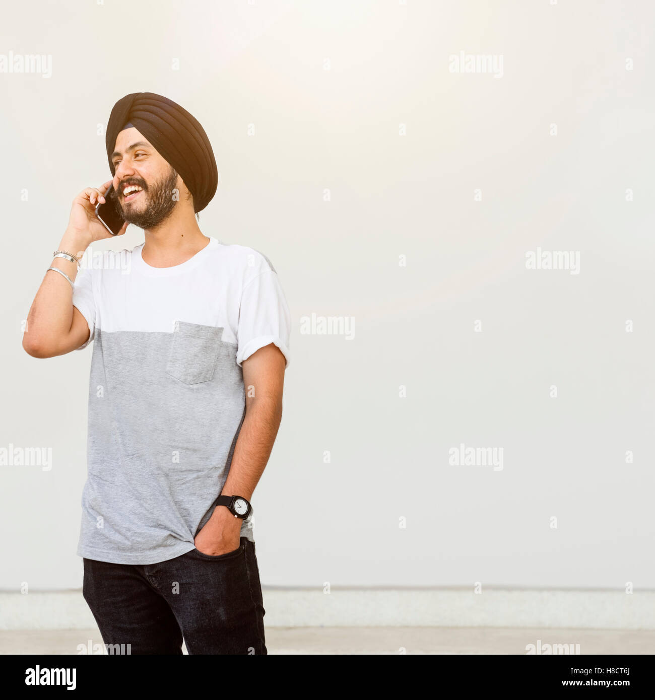 Man Indian Telecommunication Phone Connection Concept Stock Photo - Alamy