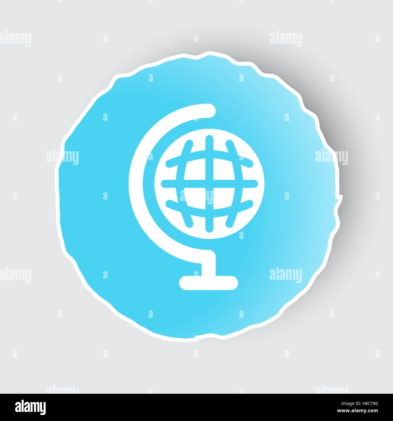 Blue app button with Earth Globe icon on white Stock Photo - Alamy