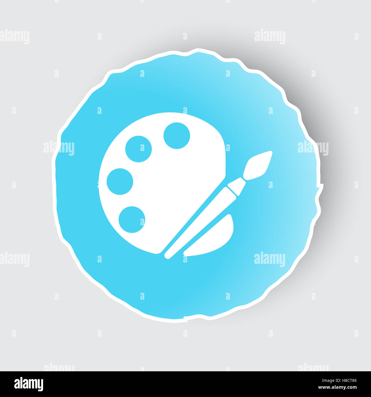 Blue app button with Palette icon on white Stock Photo - Alamy