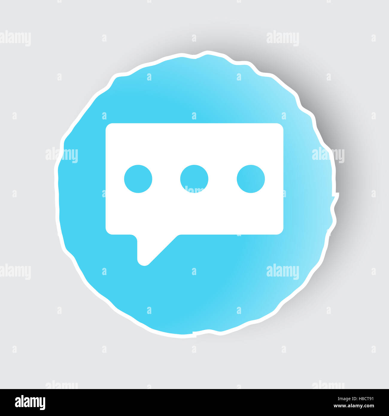 Blue app button with Message icon on white Stock Photo - Alamy