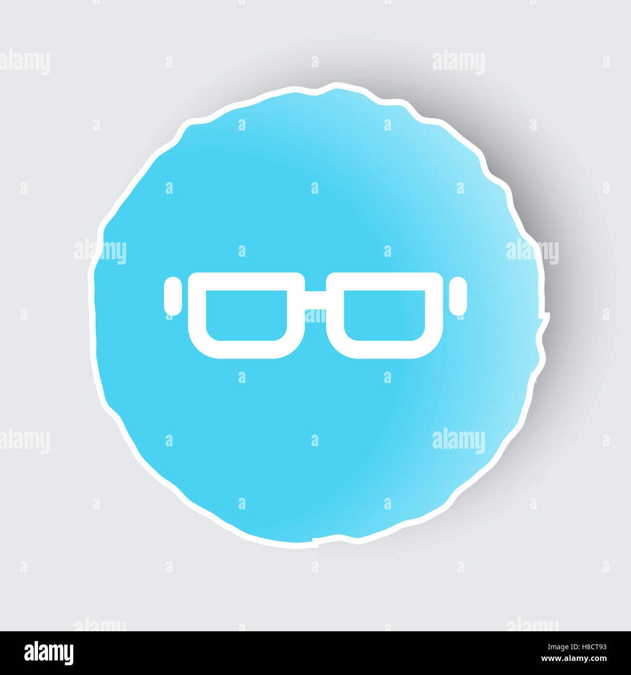 Blue app button with Glasses icon on white Stock Photo - Alamy