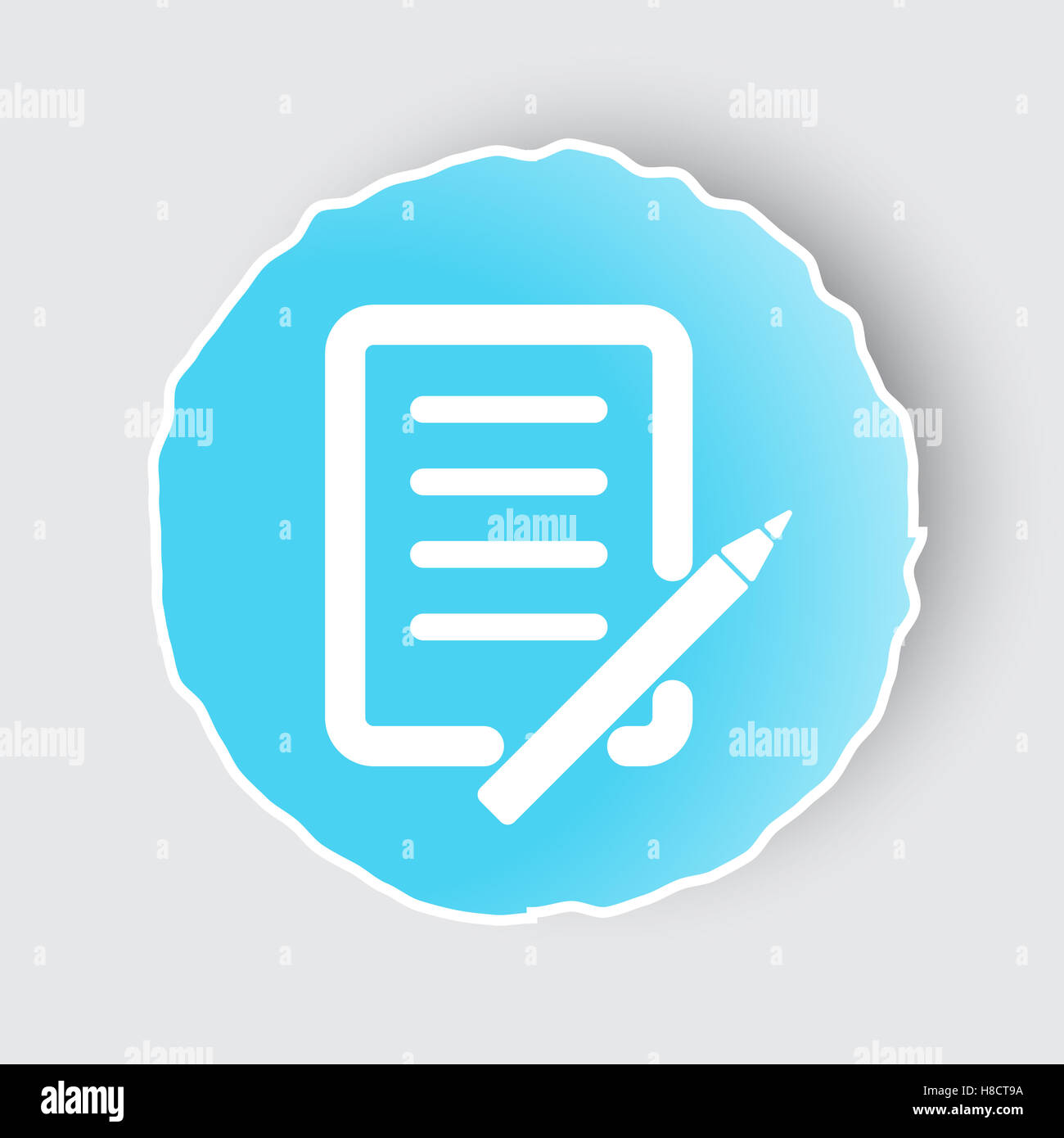 Blue app button with Pen And Paper icon on white Stock Photo - Alamy