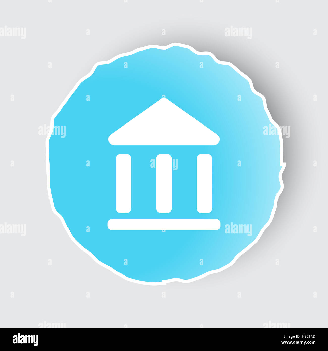 Blue app button with Institution icon on white Stock Photo - Alamy