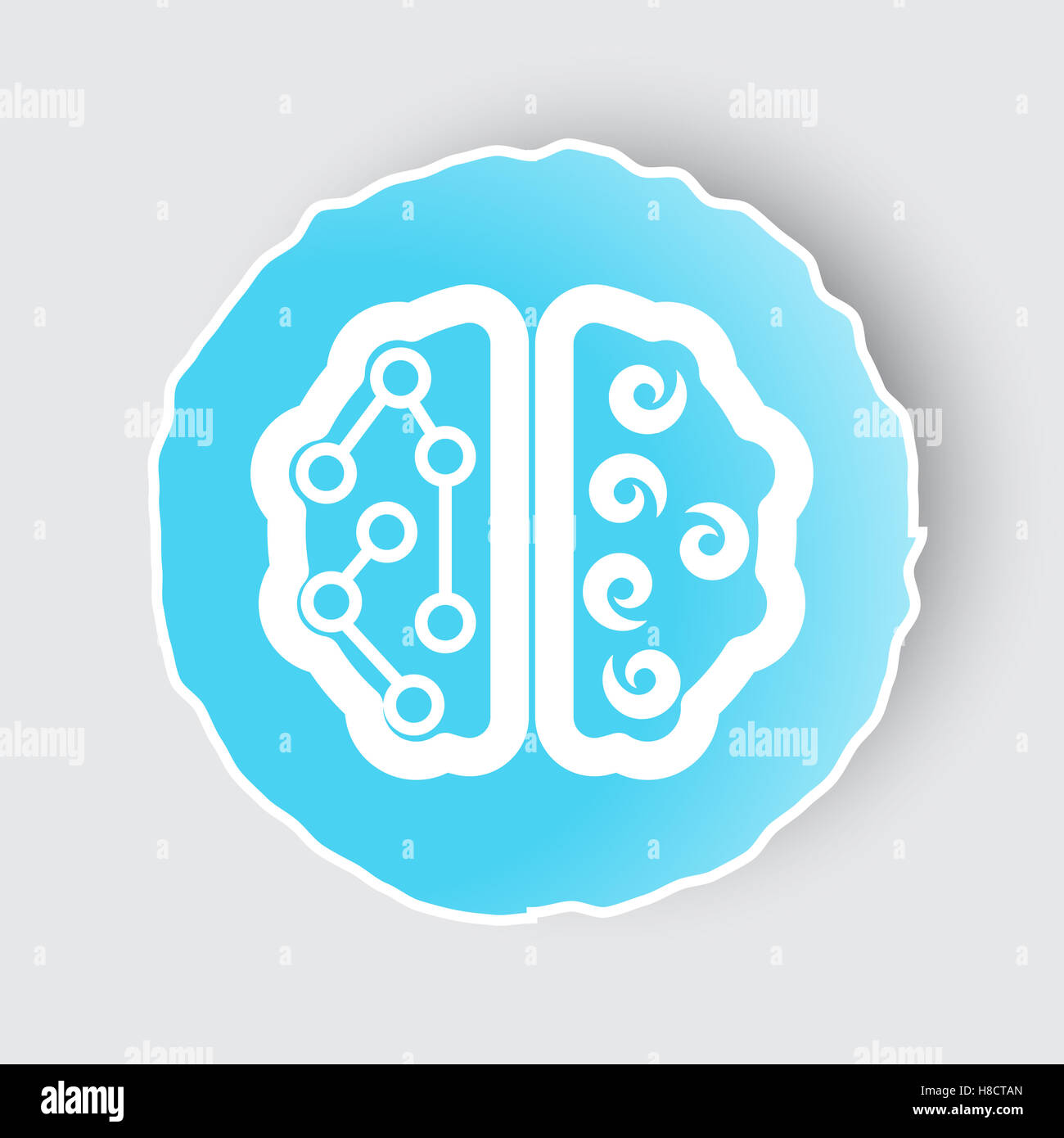 Blue app button with Brain icon on white Stock Photo - Alamy