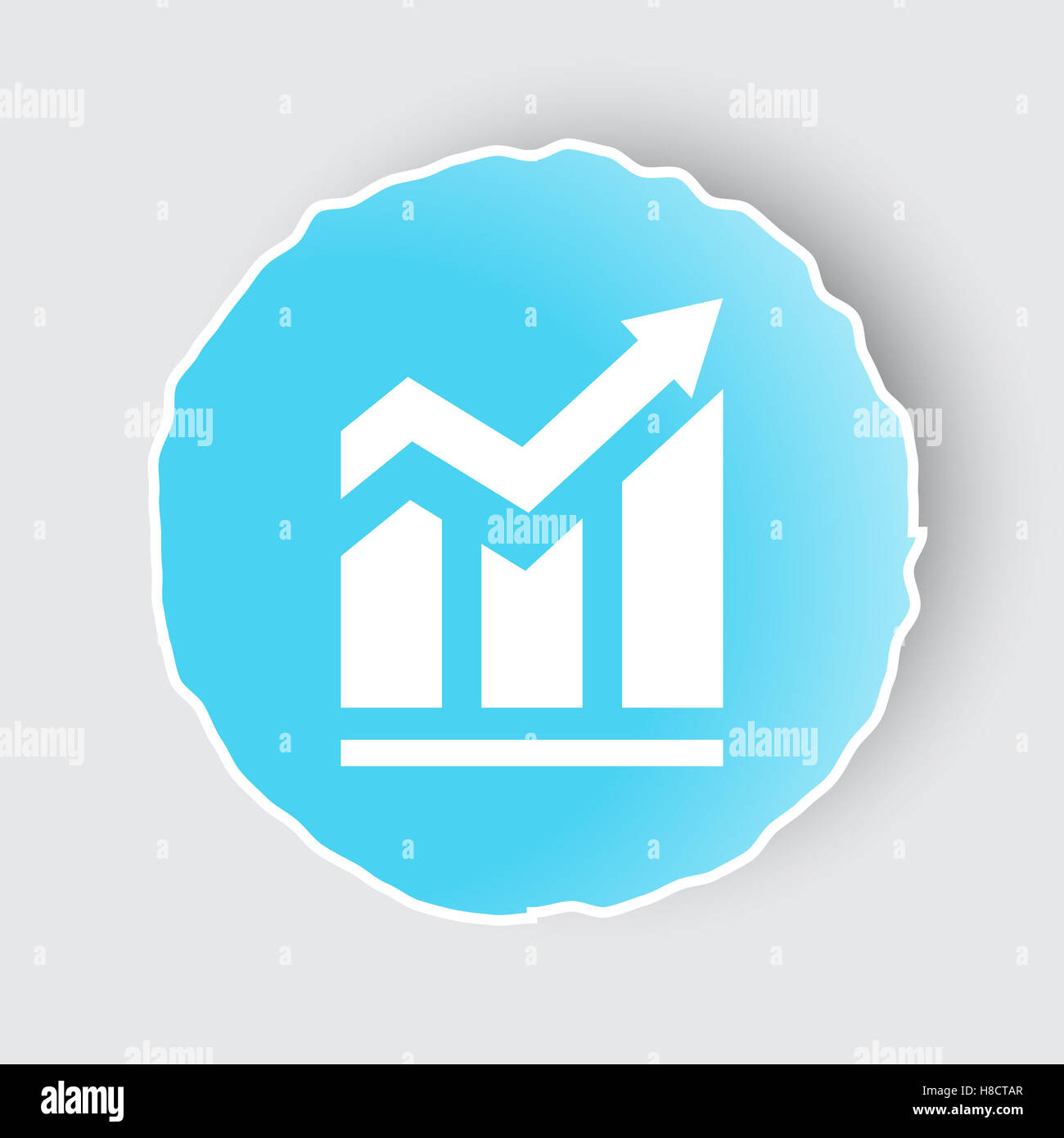 Blue app button with Trend icon on white Stock Photo - Alamy