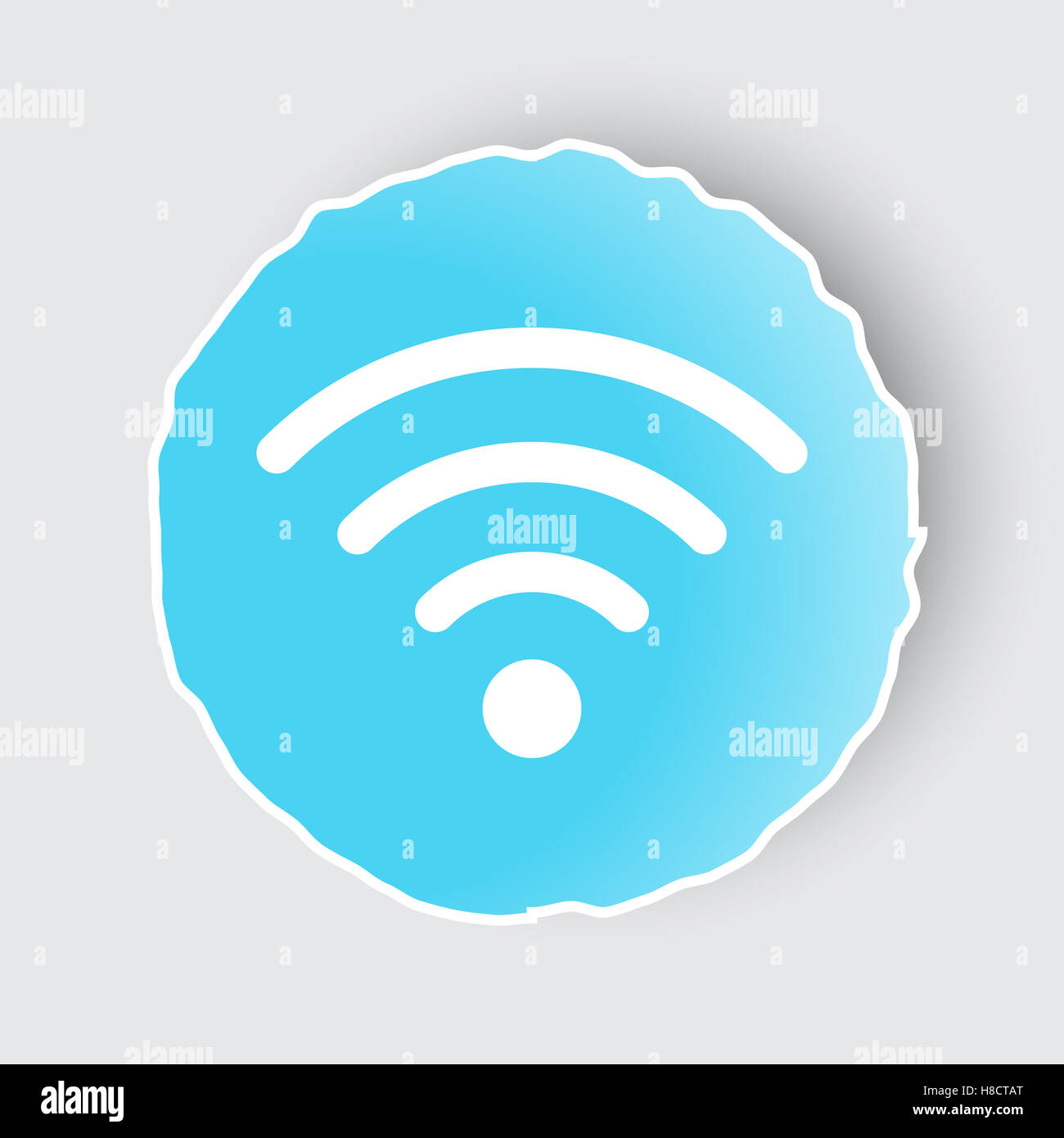 Blue app button with Wireless icon on white Stock Photo - Alamy