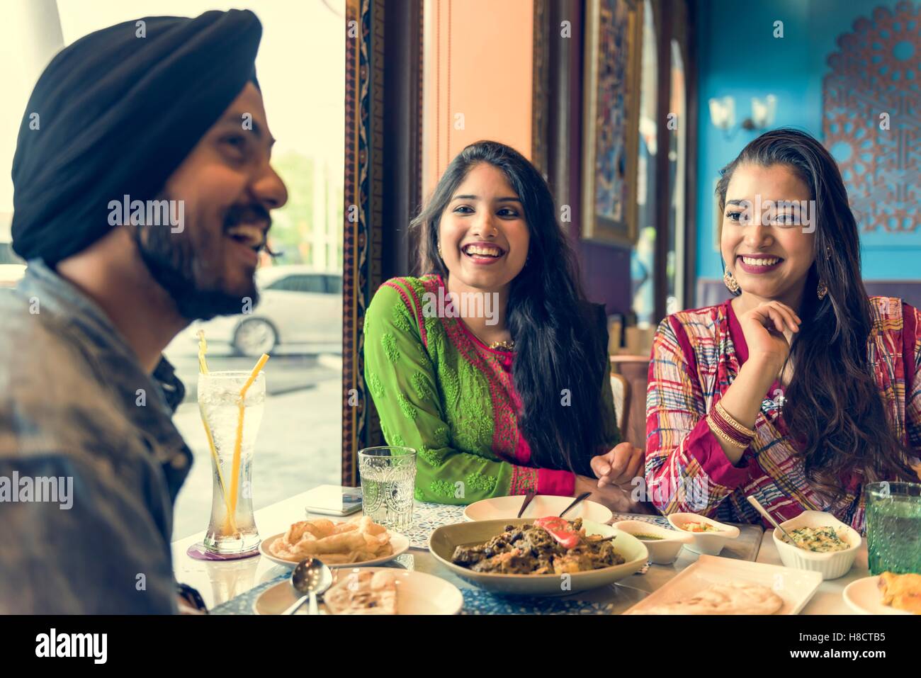 Indian Community Eating Restaurant Dining Concept Stock Photo - Alamy