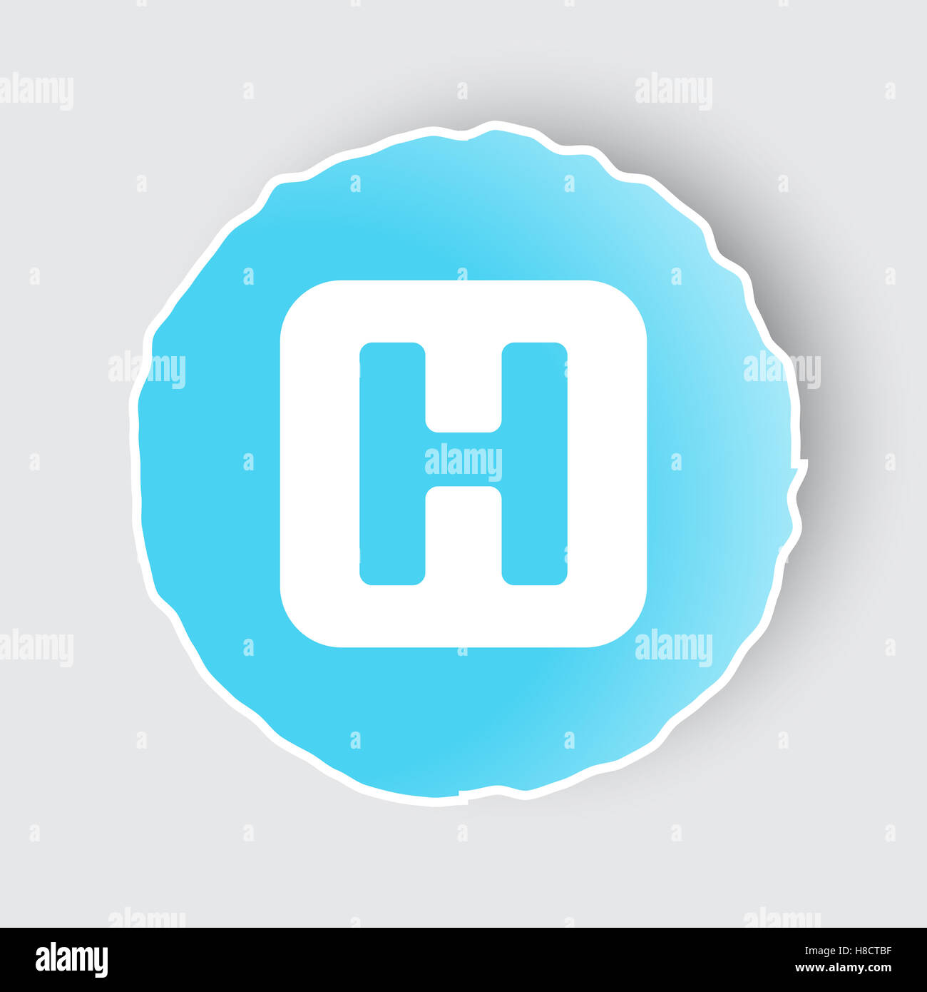 Blue app button with Helicopter Platform icon on white Stock Photo - Alamy