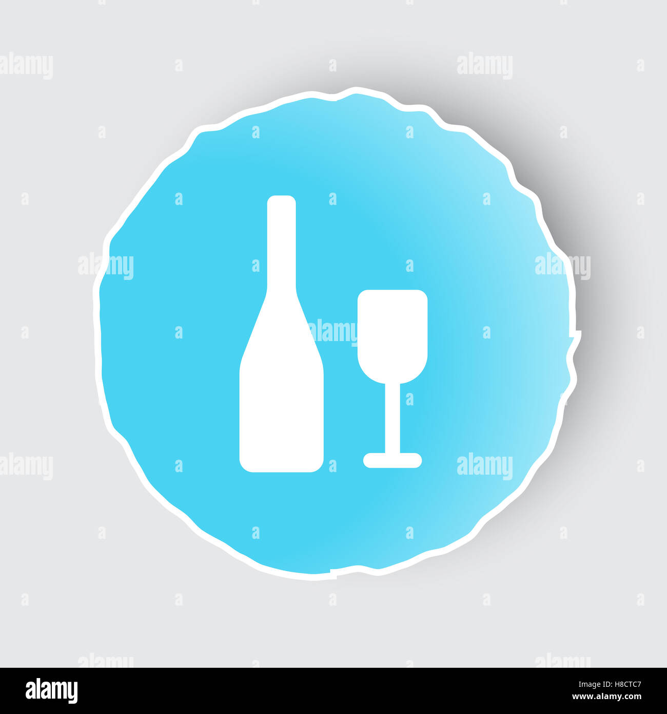 Blue app button with Wine icon on white Stock Photo - Alamy