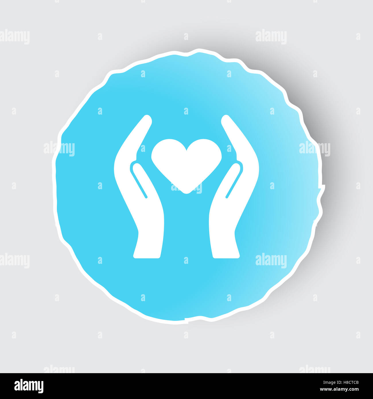 Blue app button with Heart care icon on white Stock Photo - Alamy