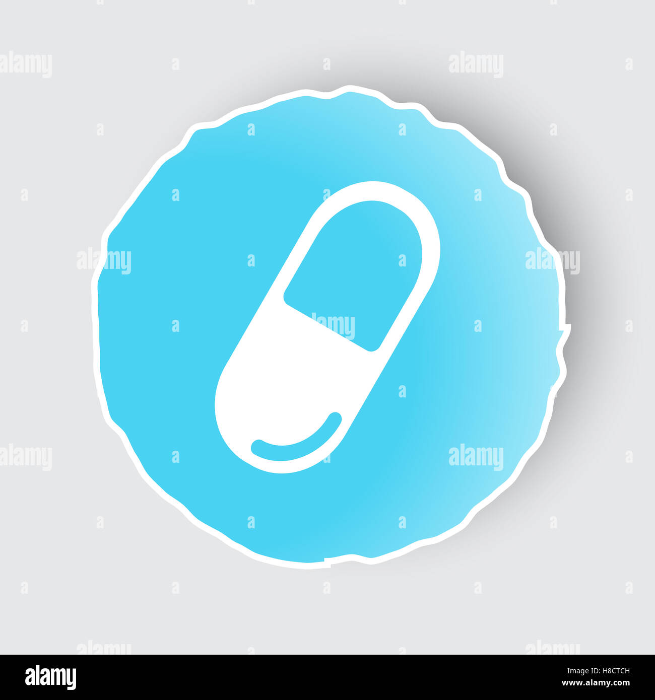 Blue app button with Pill icon on white Stock Photo - Alamy