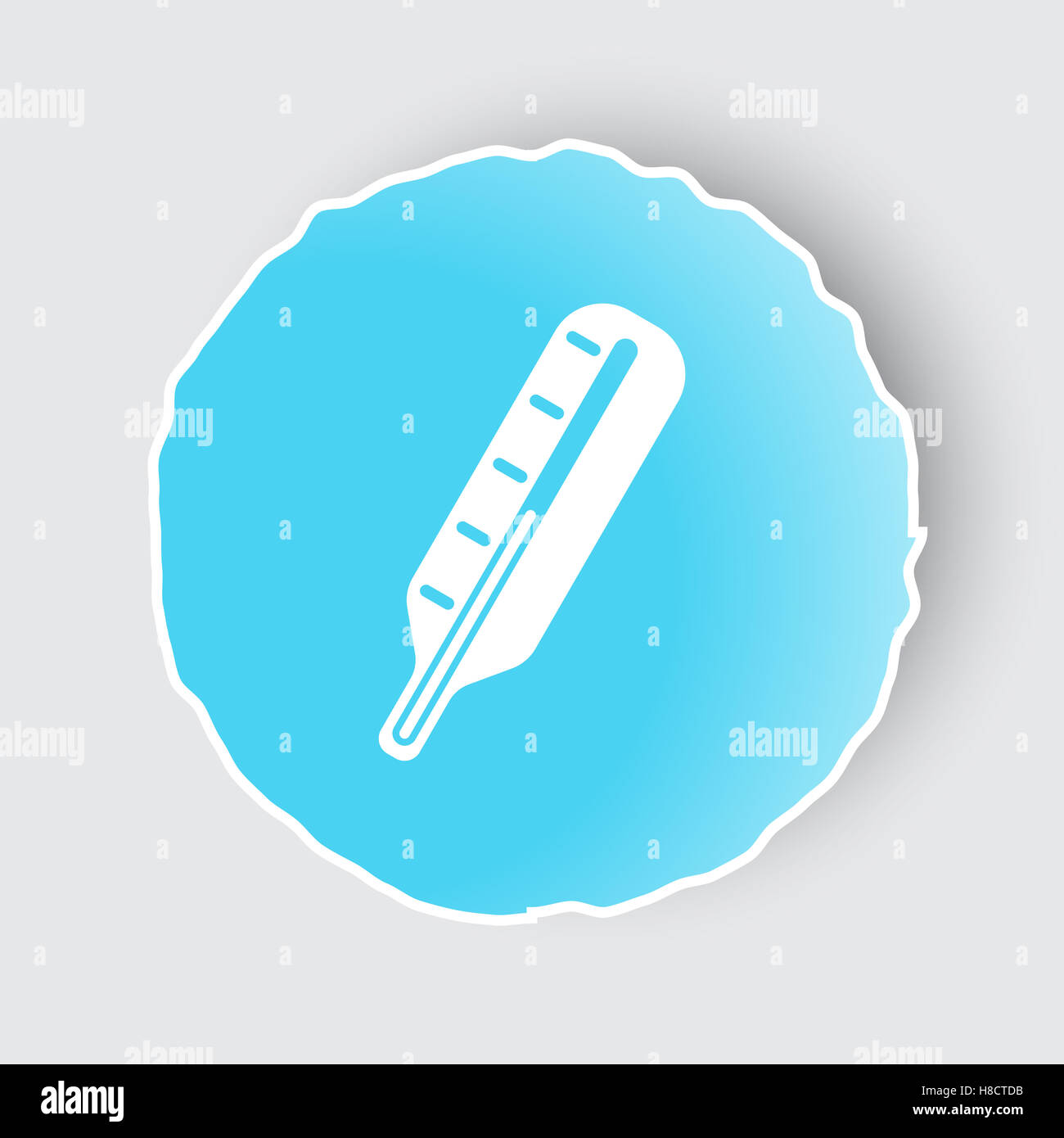 Blue app button with Thermometer icon on white Stock Photo - Alamy