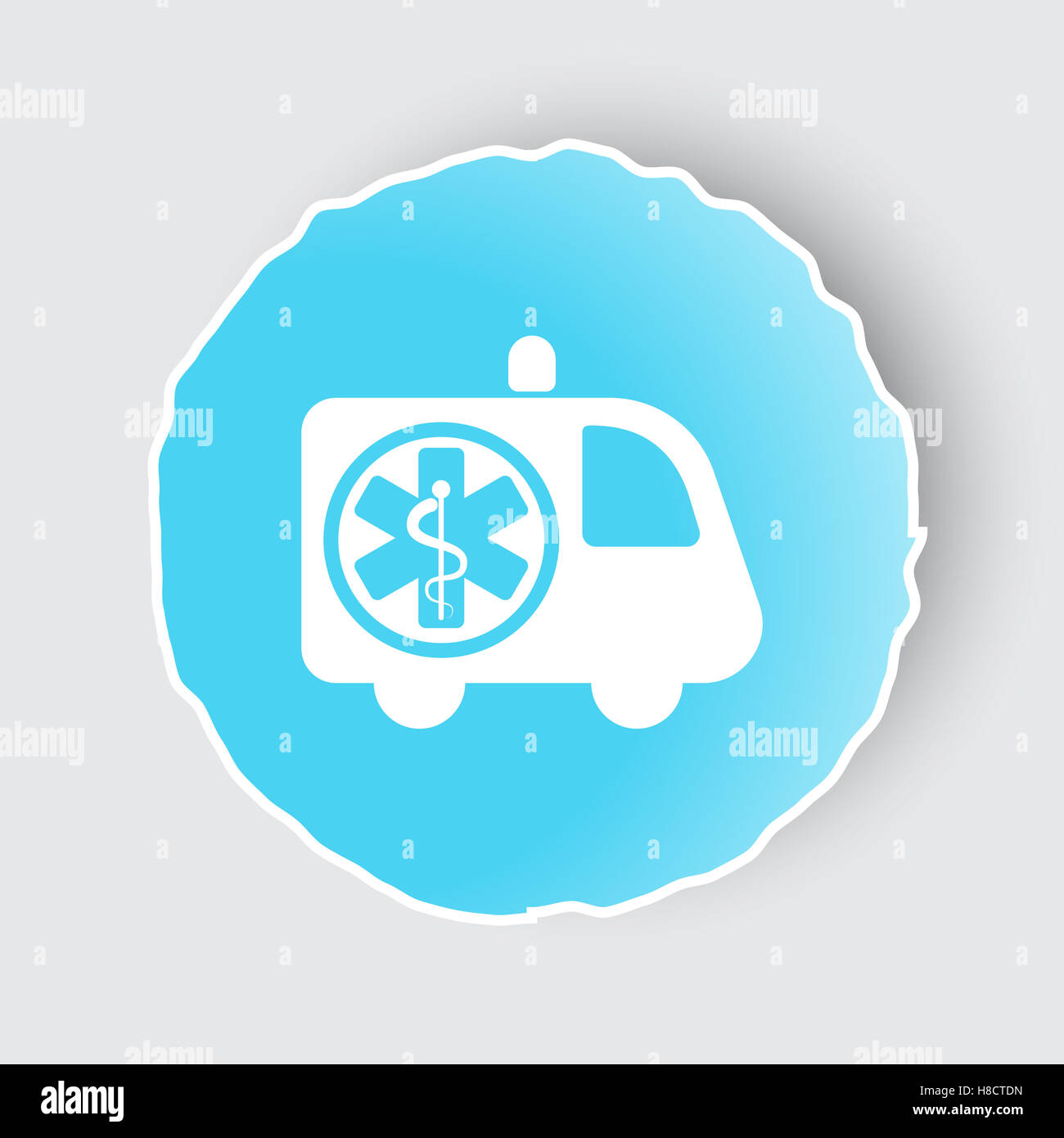 Blue app button with Ambulance icon on white Stock Photo - Alamy