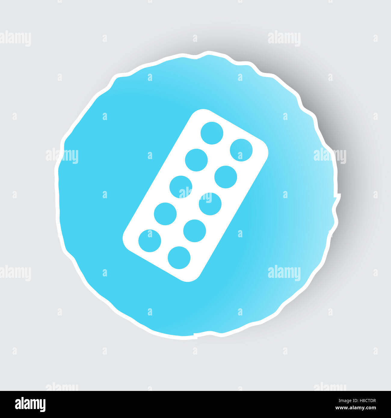 Blue app button with Tablet Strip icon on white Stock Photo - Alamy