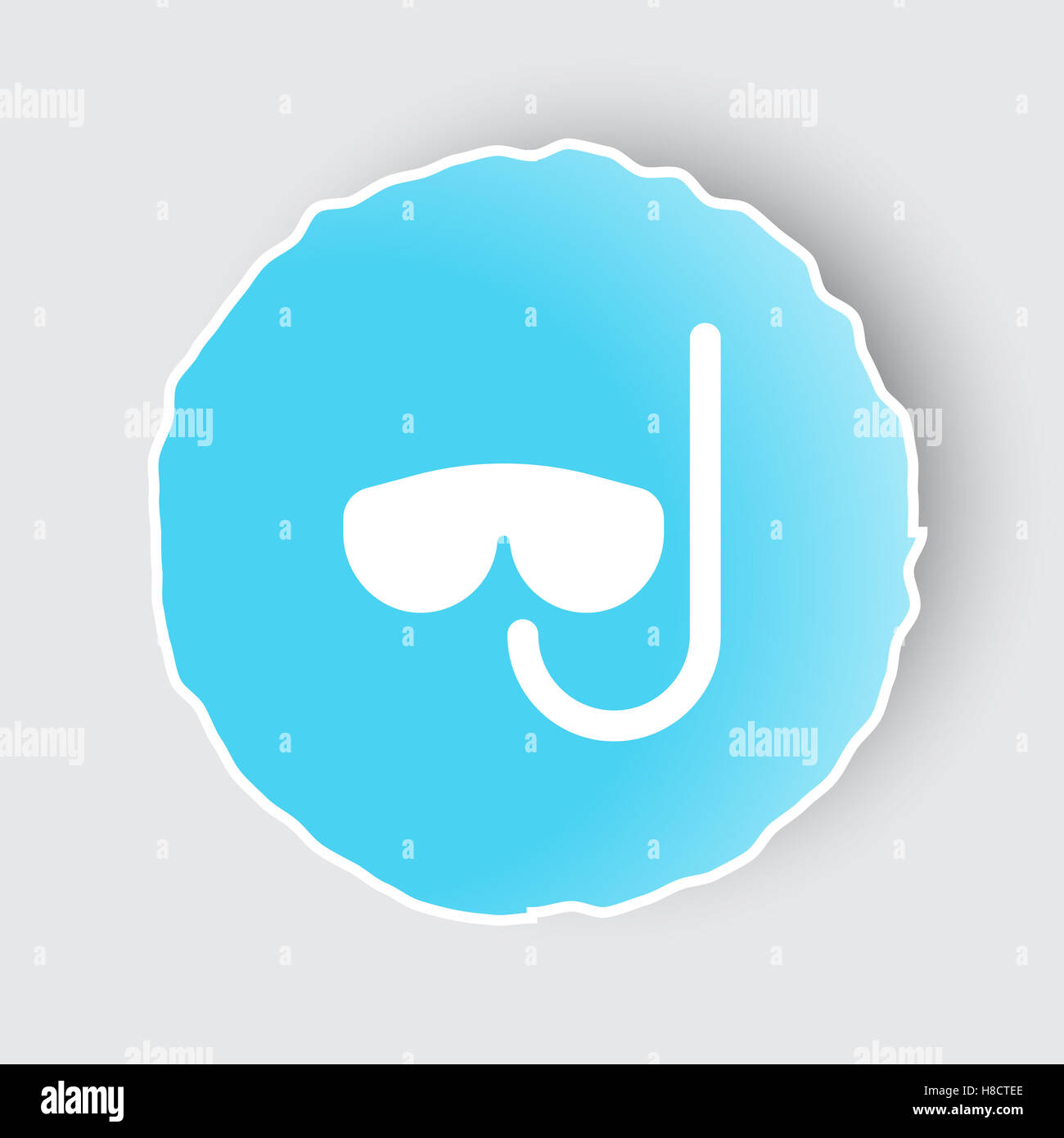 Blue app button with Scuba Diving icon on white Stock Photo - Alamy