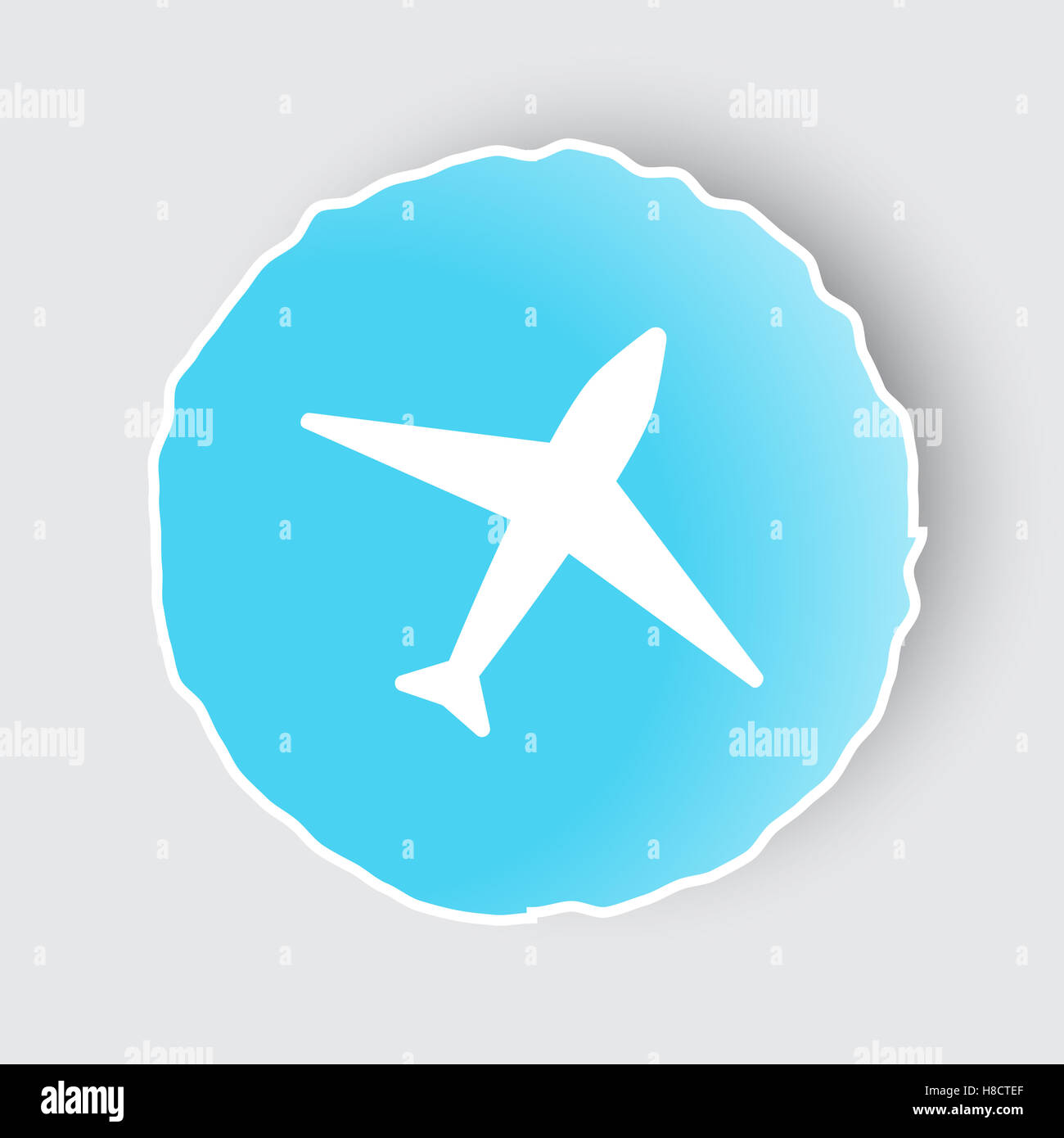 Blue app button with Airplane icon on white Stock Photo - Alamy