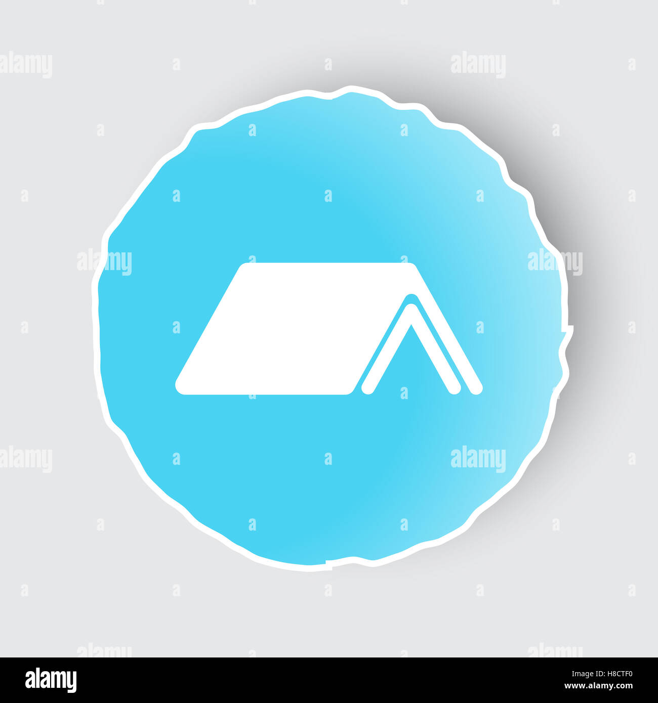 Blue app button with Roof icon on white Stock Photo - Alamy