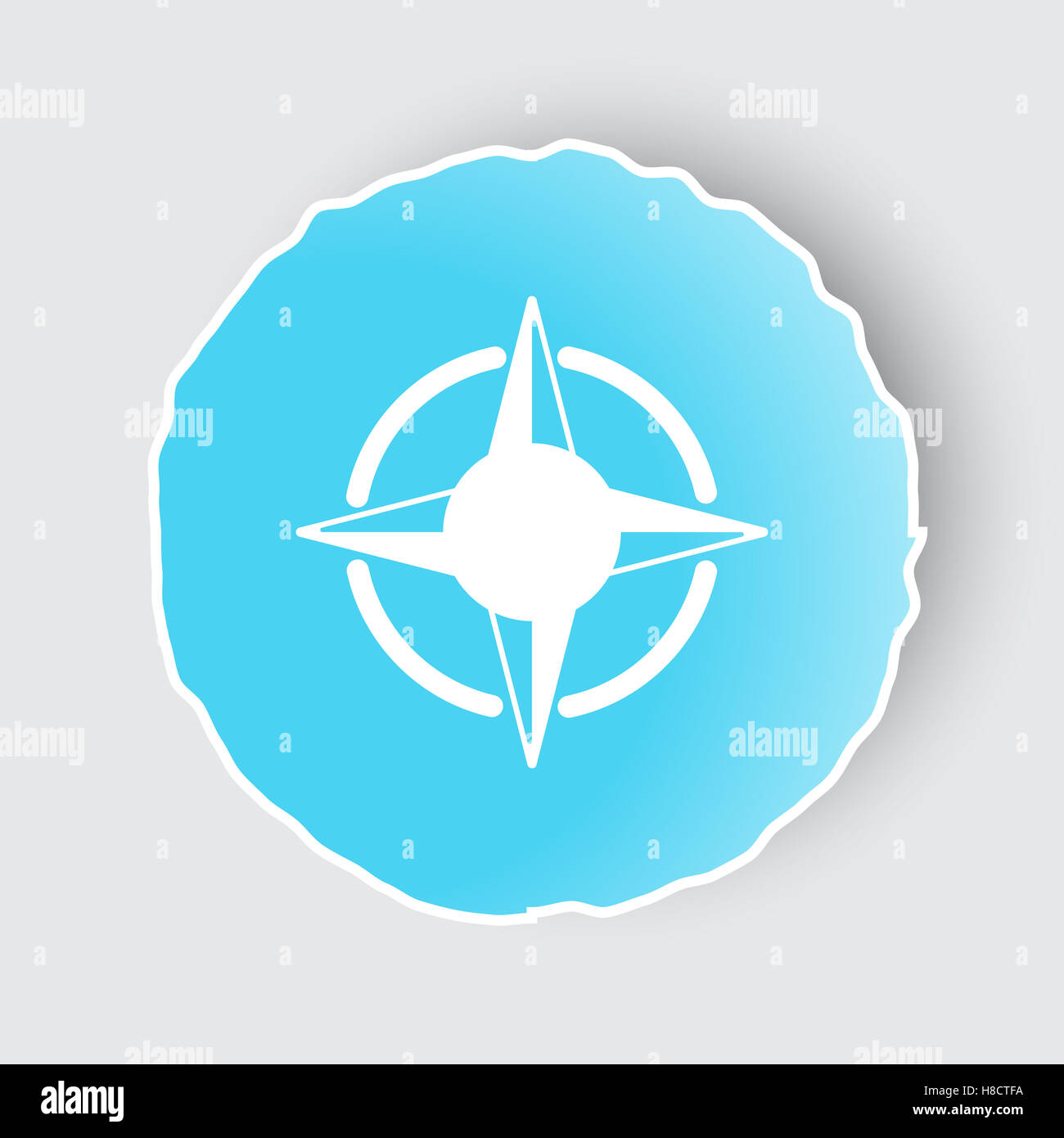 Blue app button with Compass Rose icon on white Stock Photo - Alamy