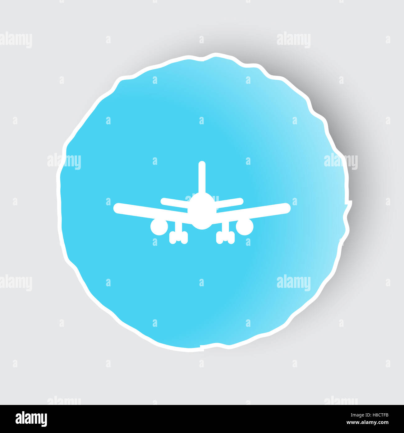 Blue app button with Airplane icon on white Stock Photo - Alamy