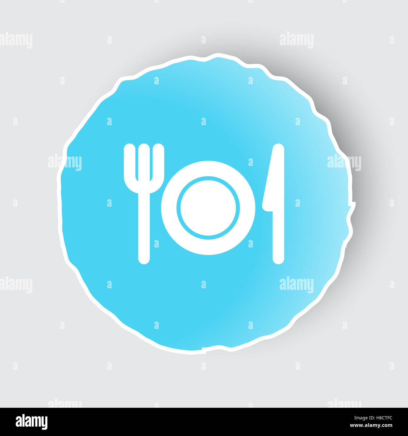 Blue app button with Dinner icon on white Stock Photo - Alamy