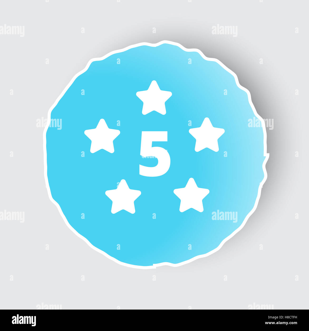 Blue app button with Five Star icon on white Stock Photo - Alamy