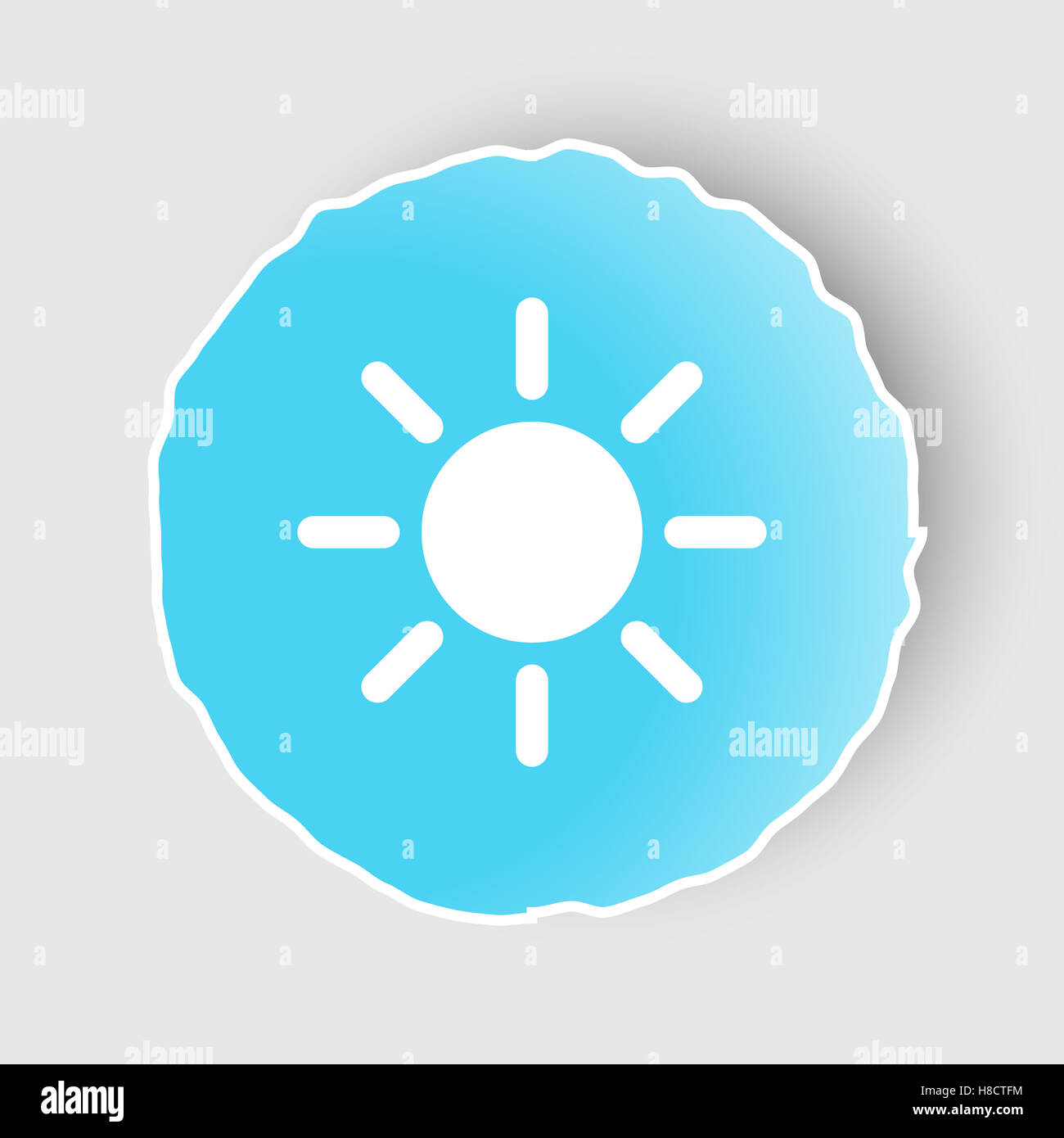 Blue app button with Sun icon on white Stock Photo - Alamy