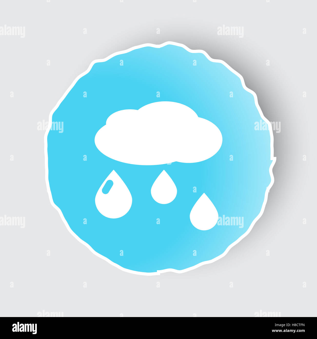 Blue app button with Rain icon on white Stock Photo - Alamy