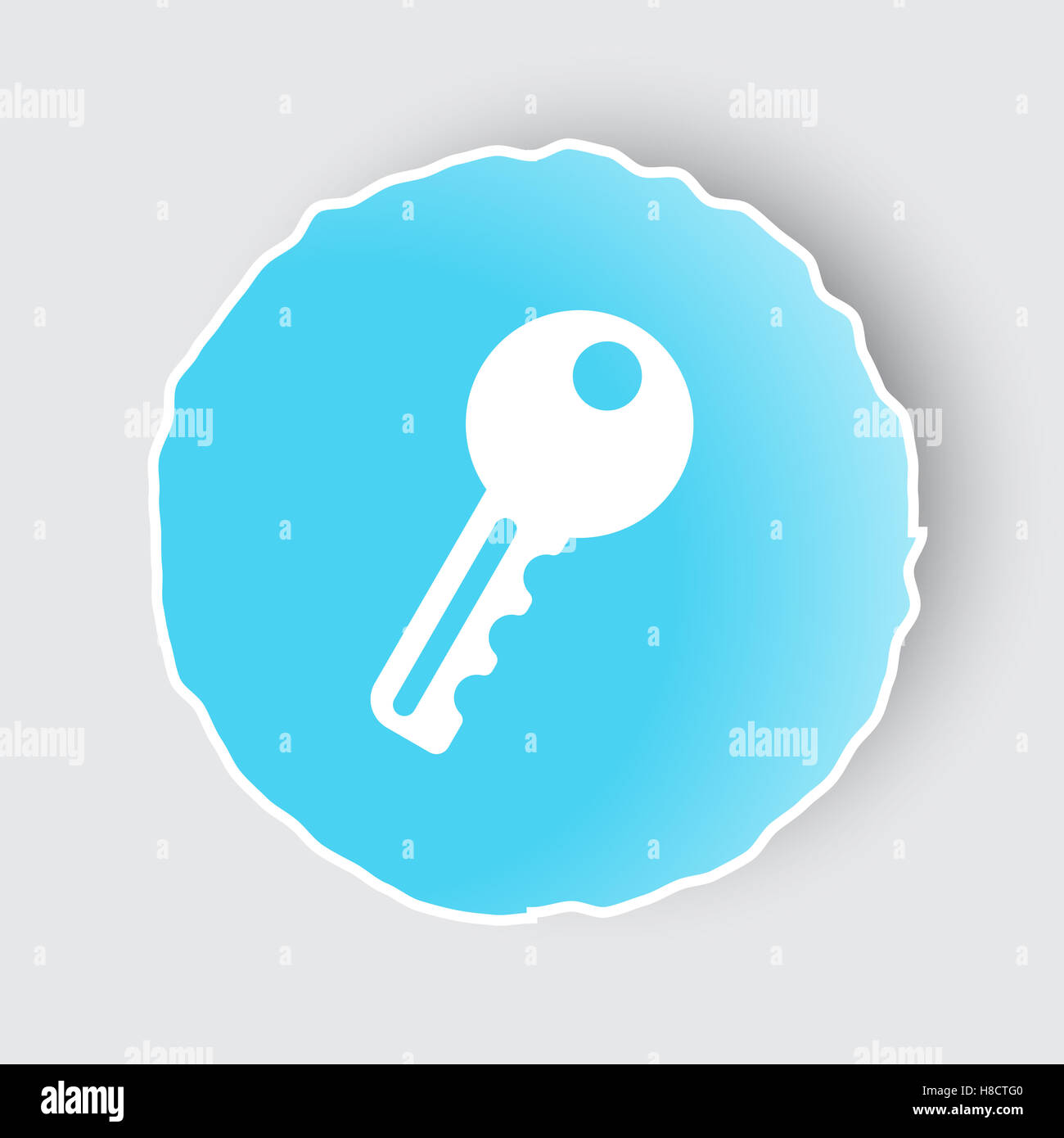 Blue app button with Key icon on white Stock Photo - Alamy