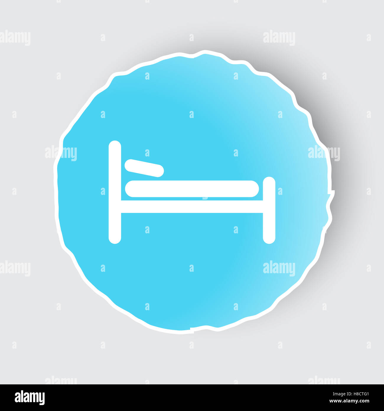 Blue app button with Bed icon on white Stock Photo - Alamy