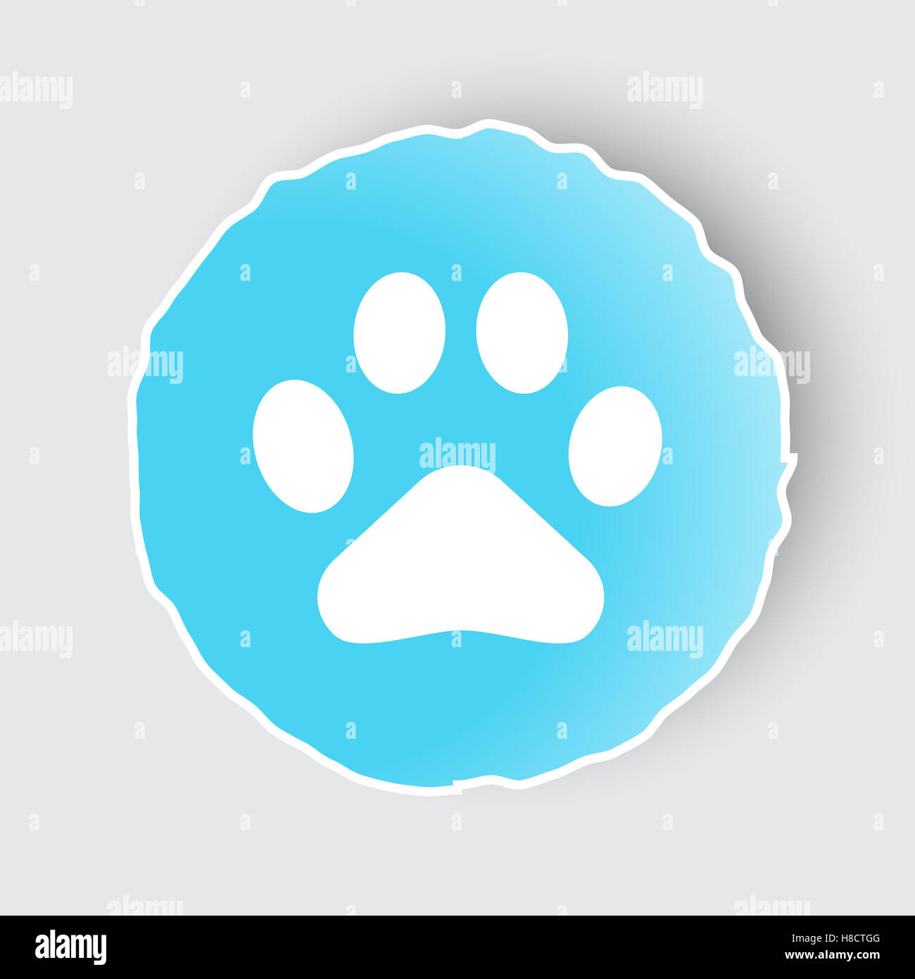 Blue app button with Paw Print icon on white Stock Photo - Alamy