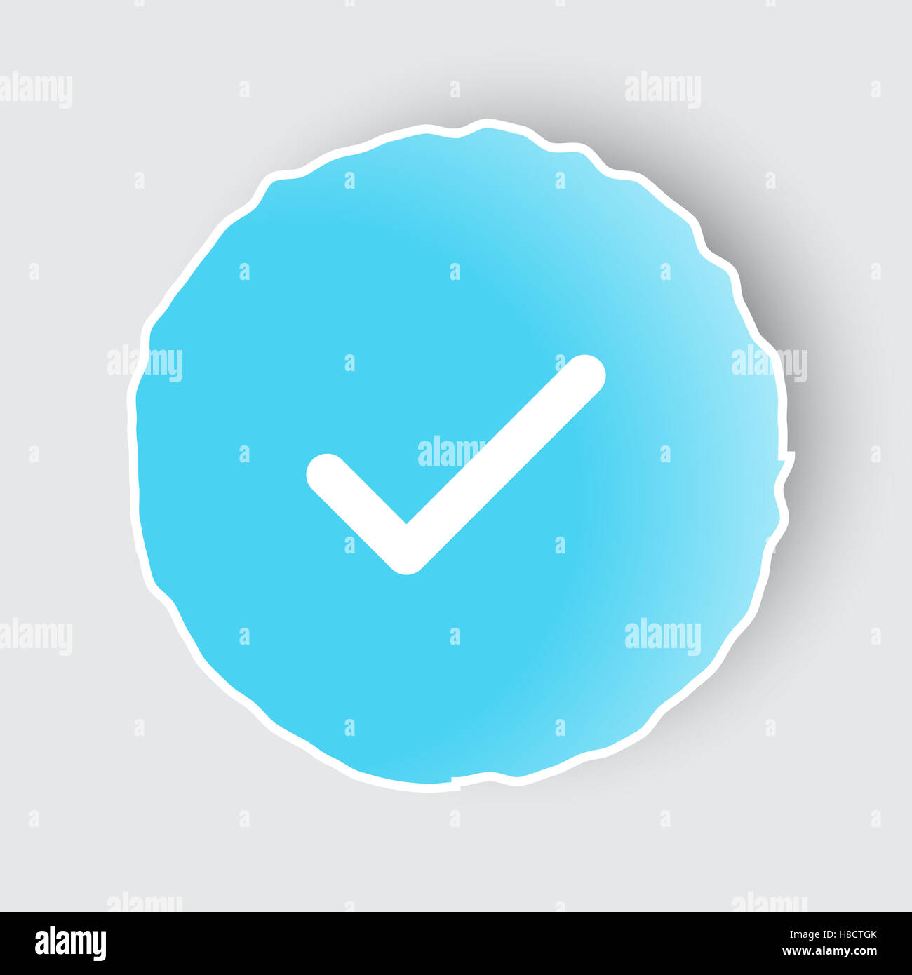 Blue app button with Confirm icon on white Stock Photo - Alamy