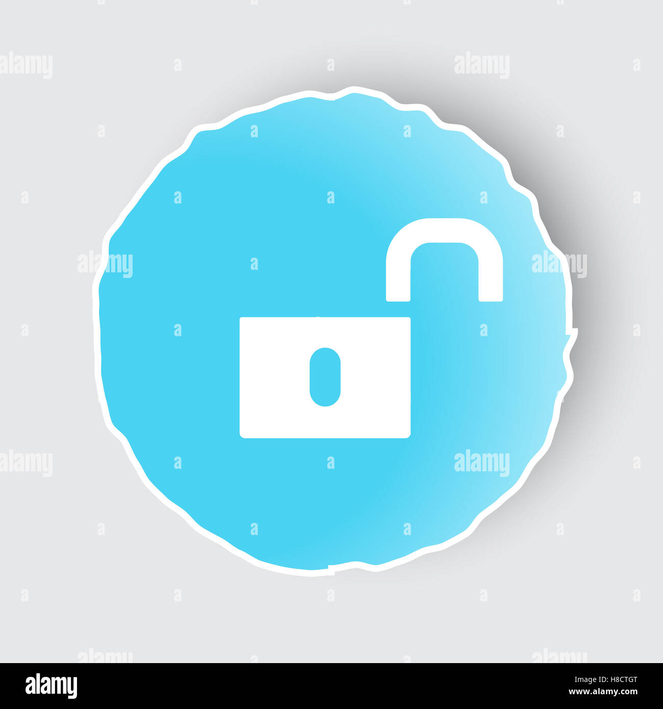 Blue app button with Unlock icon on white Stock Photo - Alamy