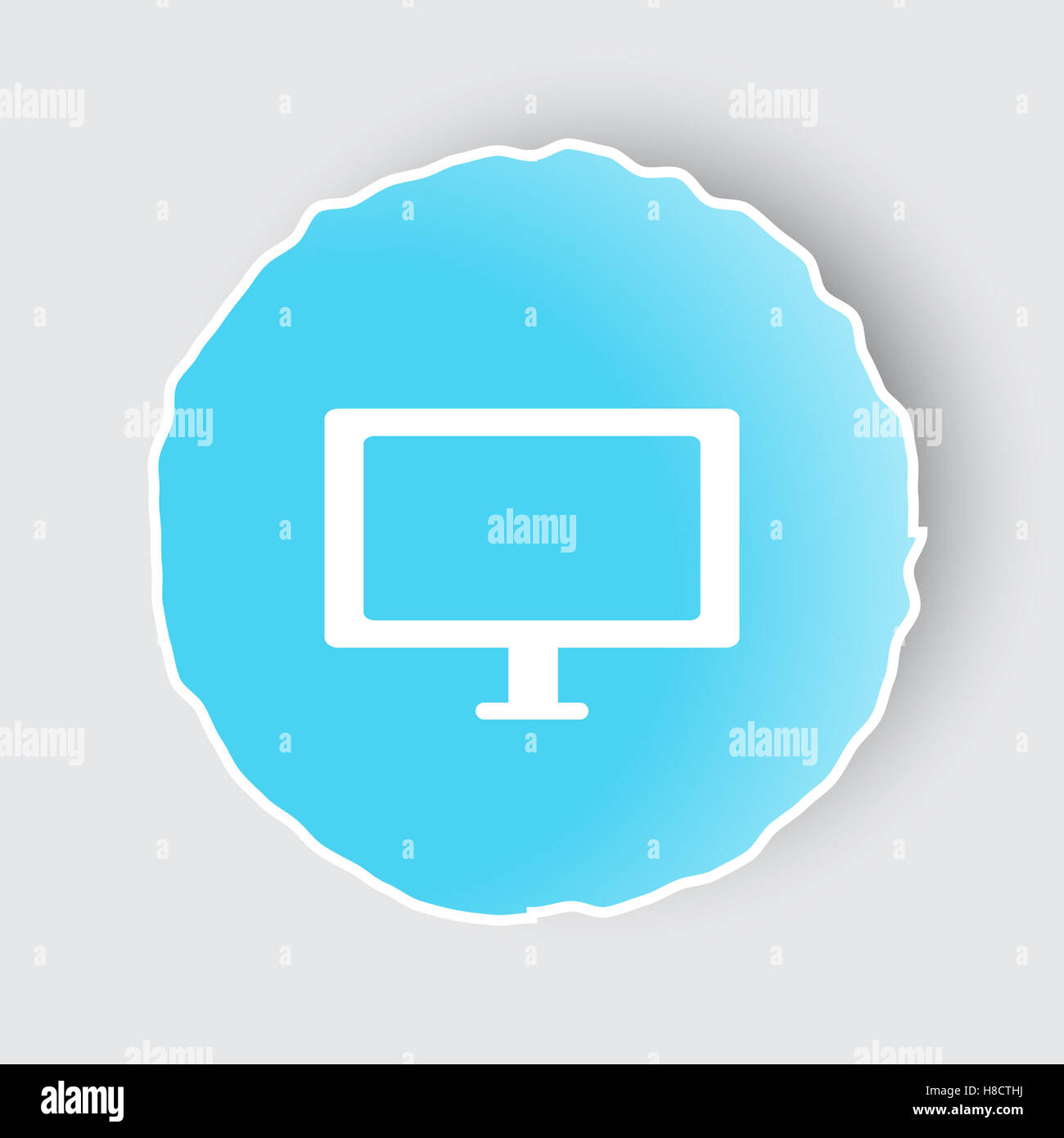 Blue app button with Computer Screen icon on white Stock Photo - Alamy