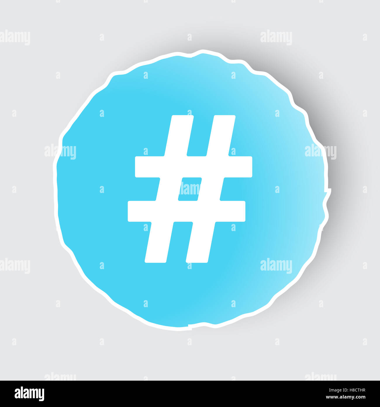 Blue app button with Hashtag icon on white Stock Photo - Alamy