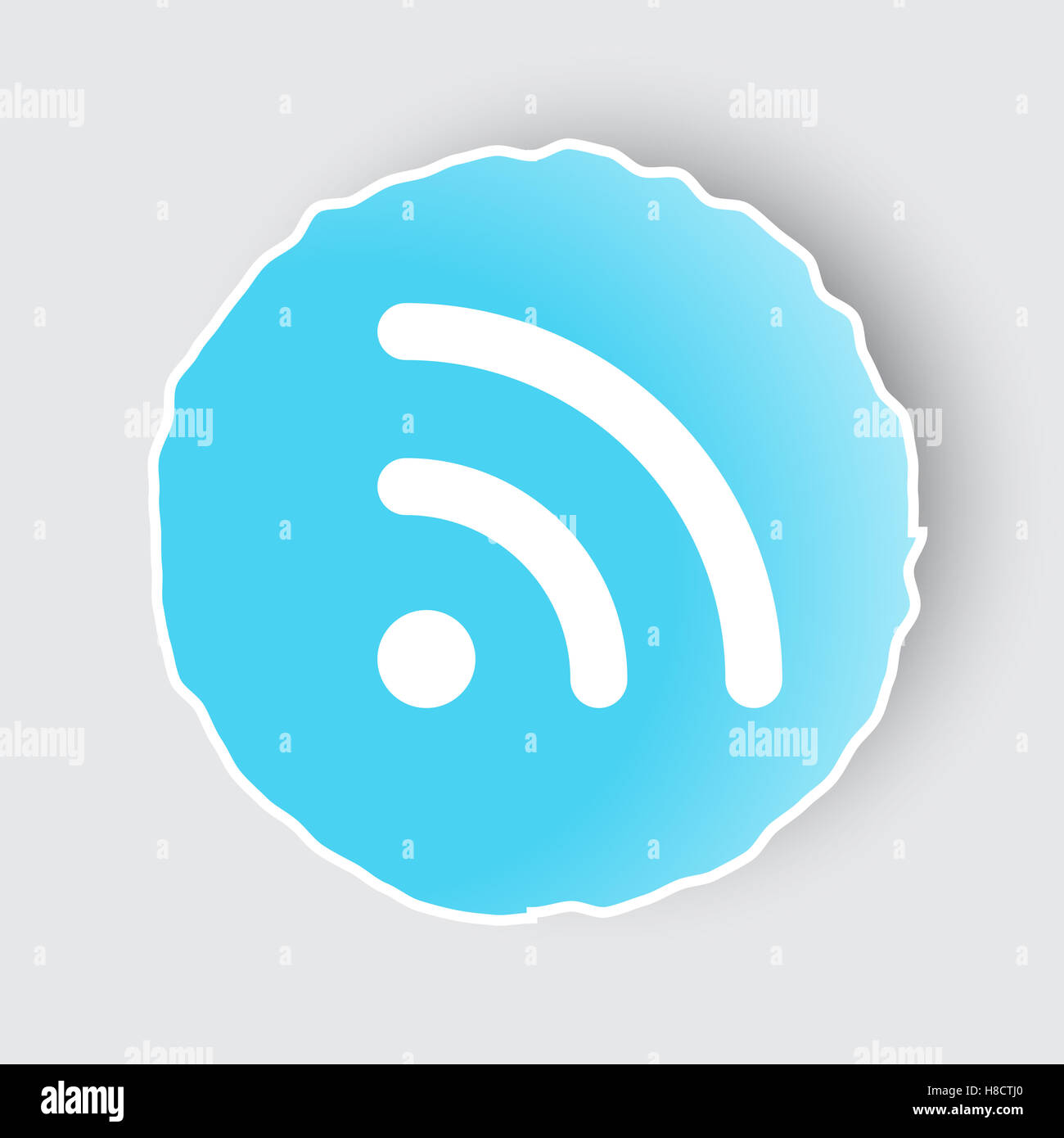 Blue app button with Rss icon on white Stock Photo - Alamy