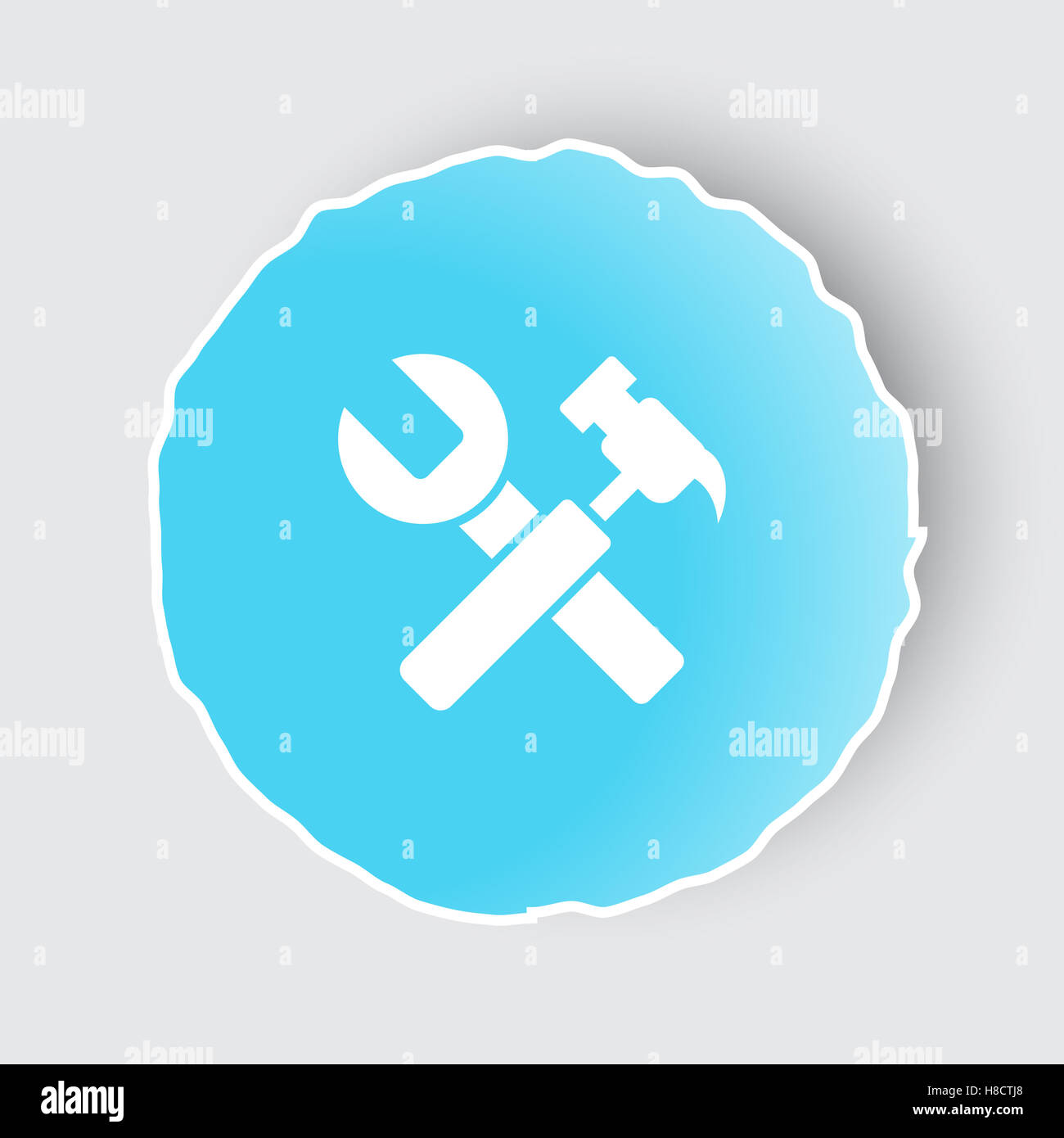 Blue app button with Service icon on white Stock Photo - Alamy