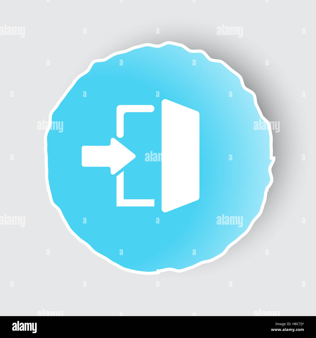 Blue app button with Enter icon on white Stock Photo - Alamy