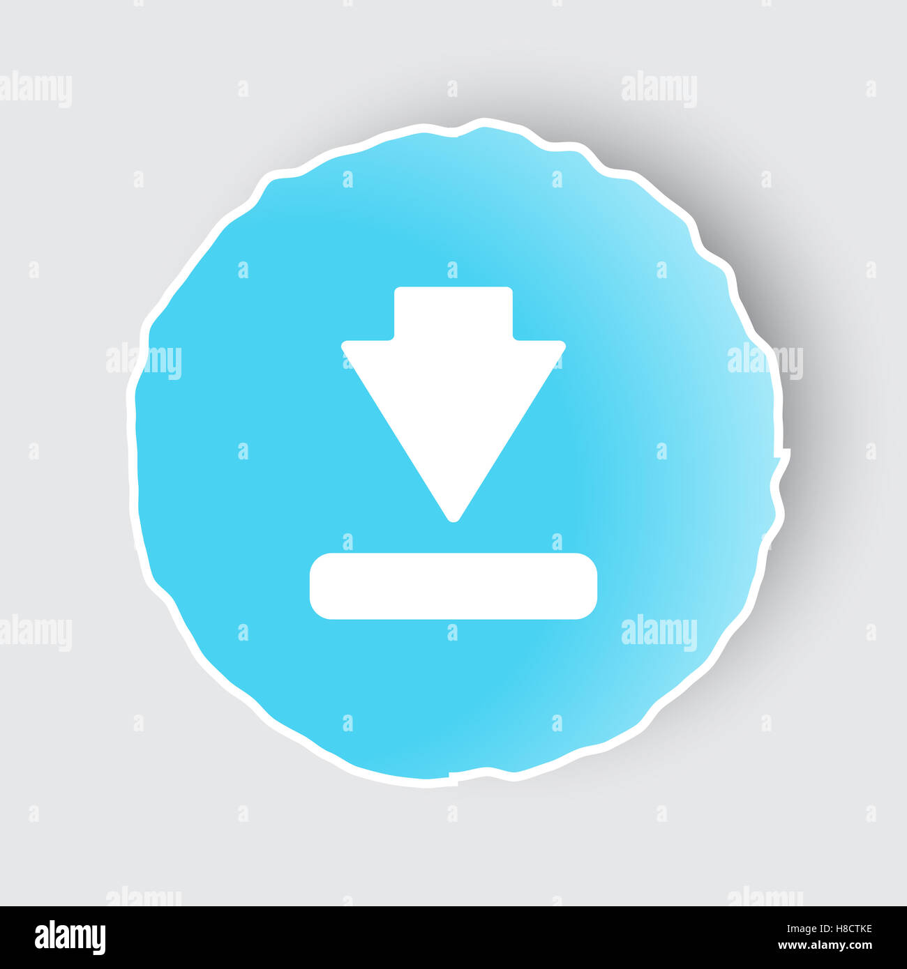 Blue app button with Download icon on white Stock Photo - Alamy